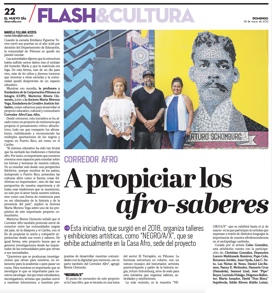 El Corredor Afro cumple con su misión cultural y educativa de propiciar ...